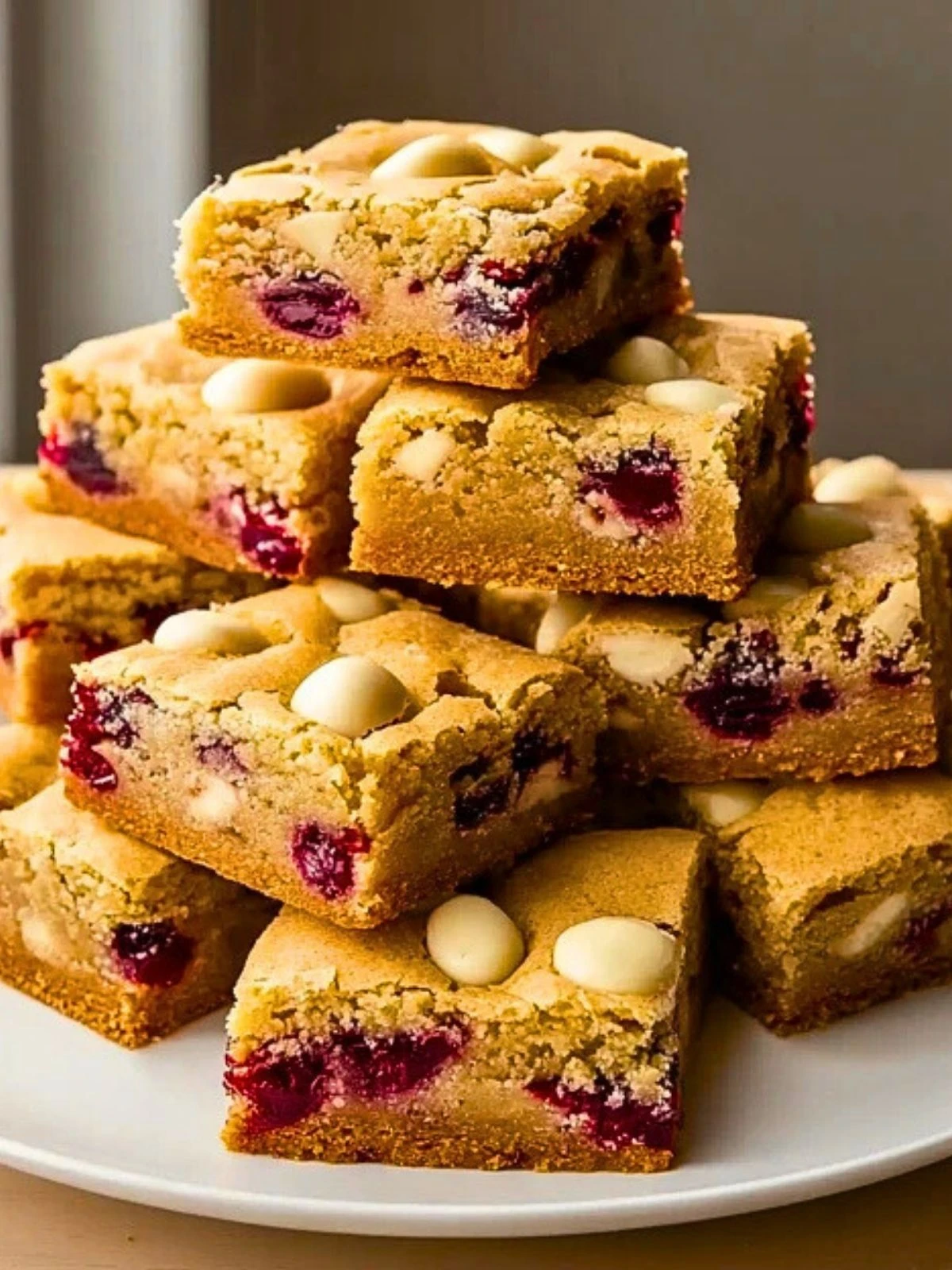 Chewy White Chocolate Cranberry Blondies